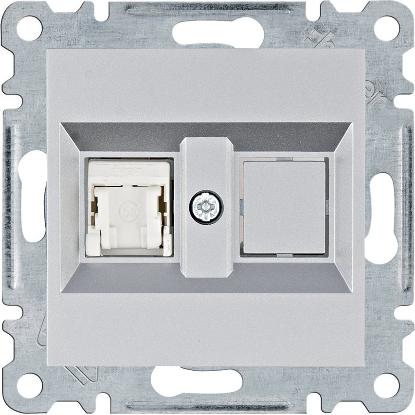 Computer-Steckdose einzelne RJ45 kat.5e UTP, Silber WL2112 Lumina Hager ...