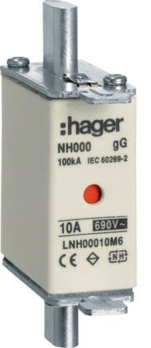 NH-Sicherungseinsatz NH00 gG 690V 100A Kombimelder Grifflasche spannungsführend Hager LNH00100M6