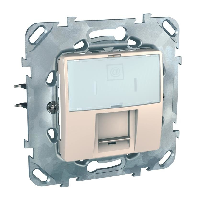 Netzwerkdose RJ45 Cat.5 UTP sandfarben Unica Schneider MGU50.421.25Z/SCH