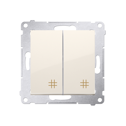 Doppel- Kreuzschalter (Modul) mit Aufdruck Cremeweiß Kontakt Simon 54 ...