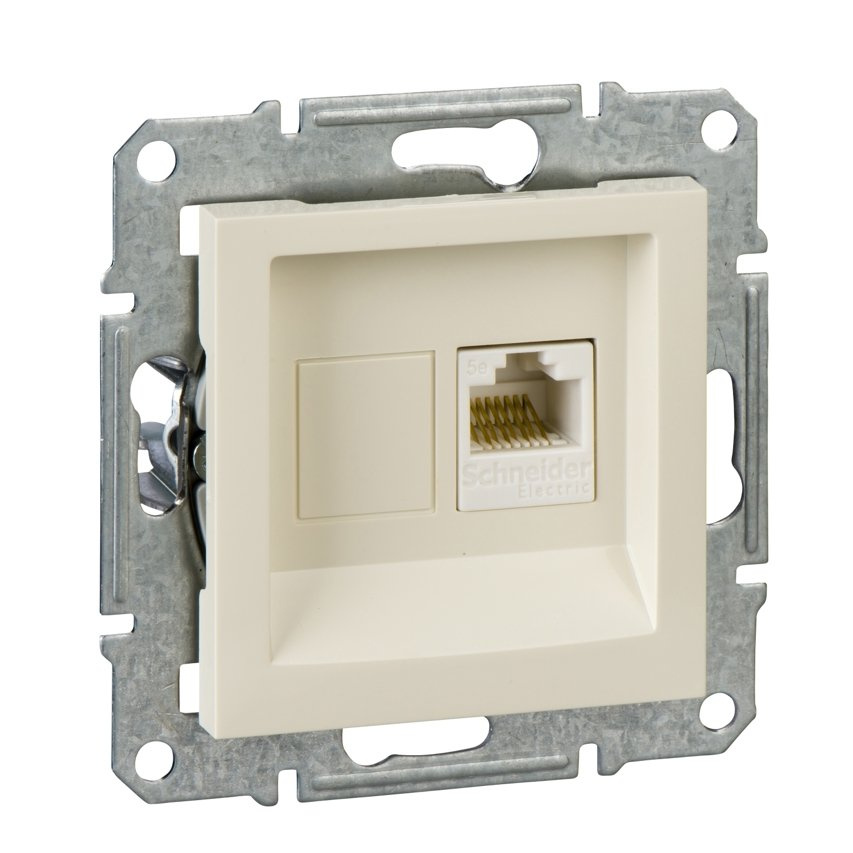 Netzwerkdose Cat.5e UTP ohne Rahmen, cremefarbig Schneider Asfora ...